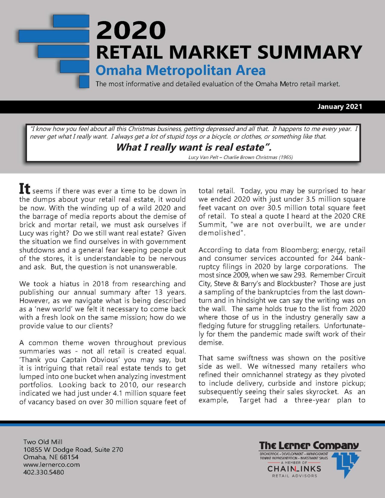 Retail Market Summary | The Lerner Company | Omaha, NE